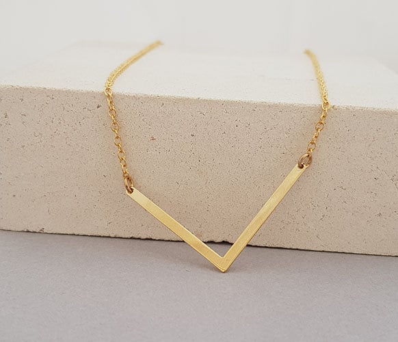 V Shaped Sterling Silver Necklace Simple Chevron Necklace - Etsy Israel