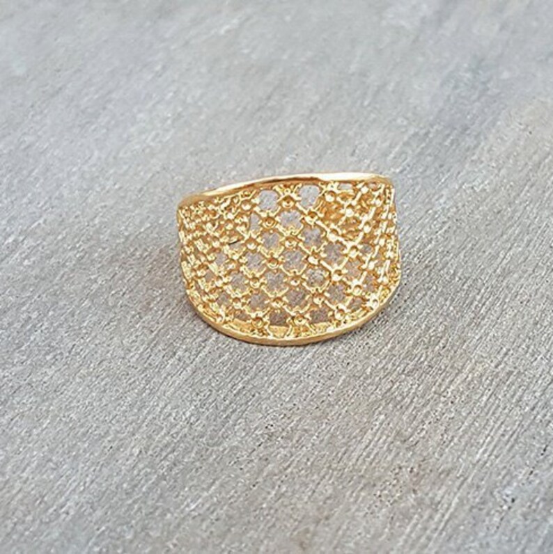 Dainty Design Ring Unique Rings Fine Gold Ring Lace Ring | Etsy