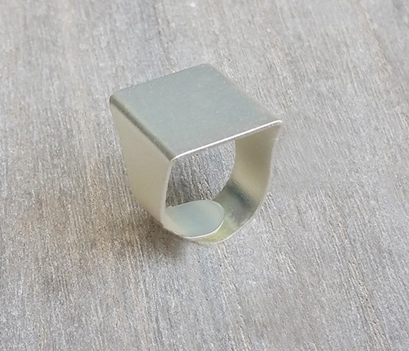 Silver Geometric Ring Simple Silver Ring Square Ring Wide - Etsy Israel