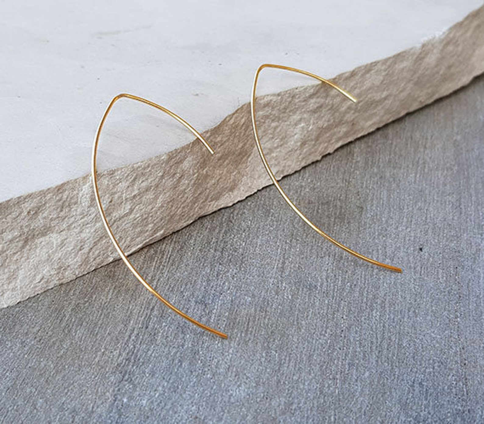 Gold Arc Ear Threaders Open Hoop Earrings Threader Earrings - Etsy