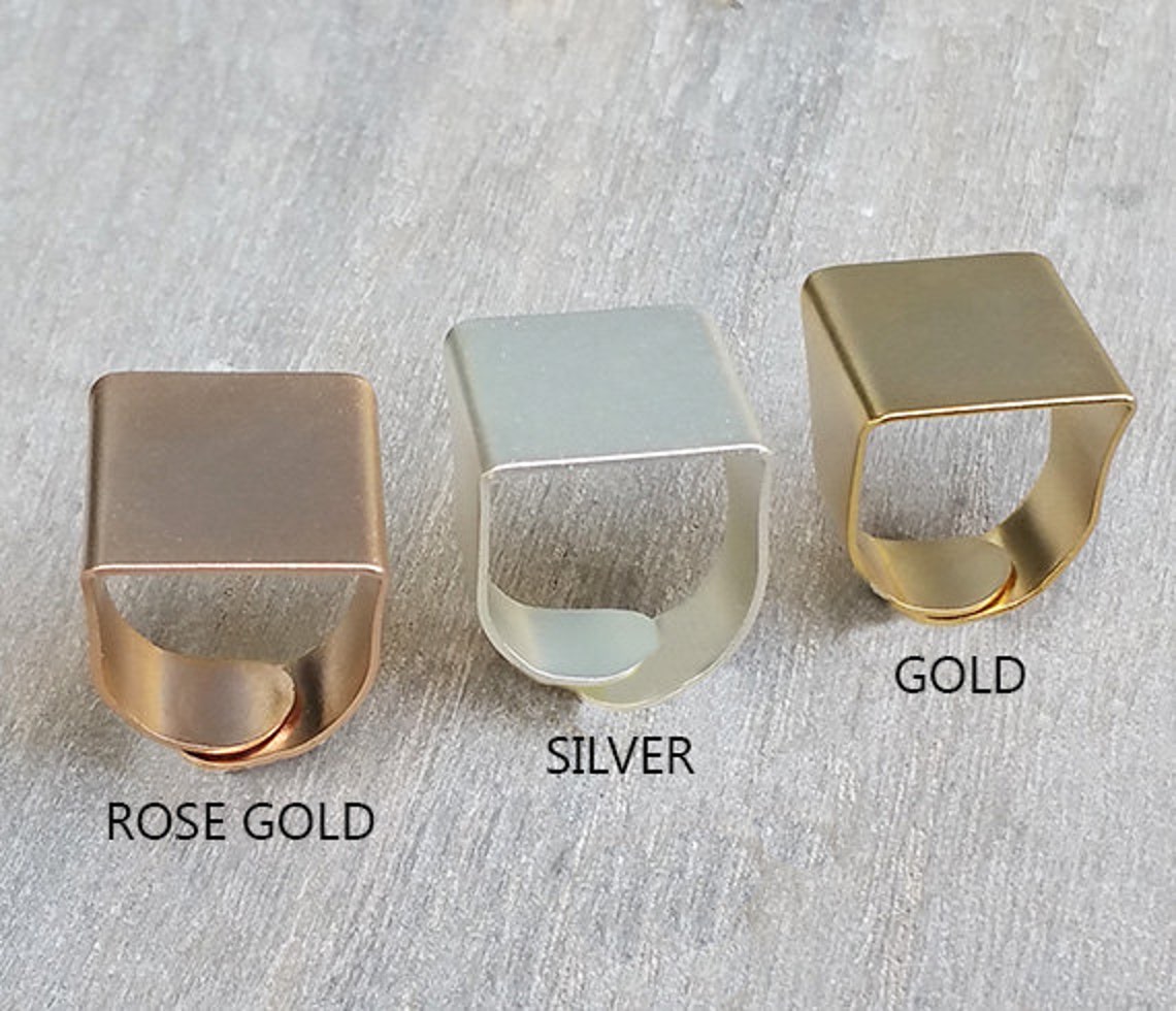 Square Gold Ring Wide Band Ring Gold Ring Adjustable Ring - Etsy