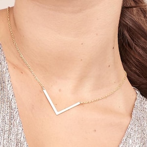 V Shaped Sterling Silver Necklace, Simple Chevron Necklace, Everyday ...