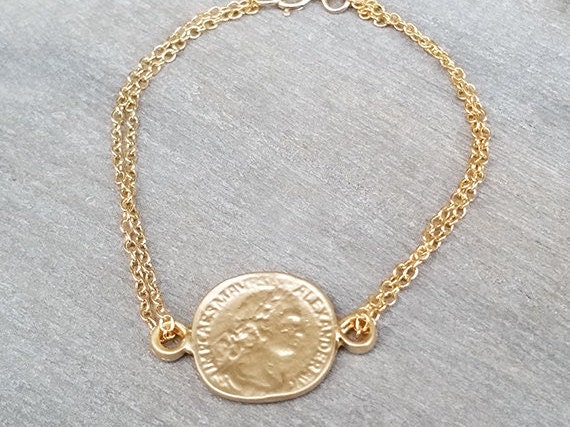 Gold Coin Bracelet Gold Bracelet Chain Bracelet Stackable - Etsy Israel