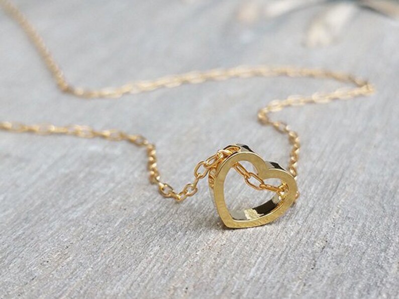 Gold Love Necklace Heart Necklace Wife Gift Heart Pendant - Etsy