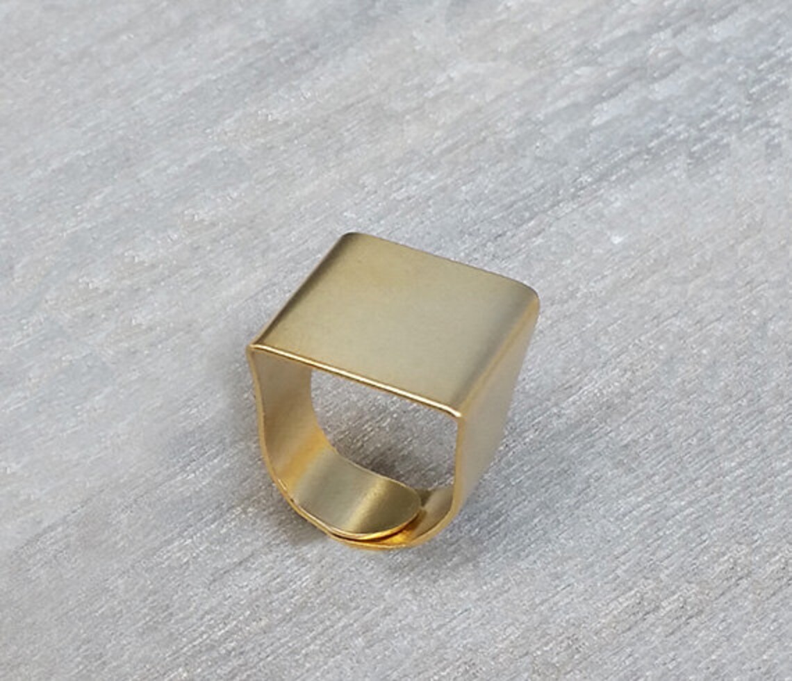 Silver Geometric Ring Simple Silver Ring Square Ring Wide - Etsy Israel