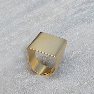 Silver Geometric Ring, Simple Silver Ring, Square Ring, Wide Everyday ...