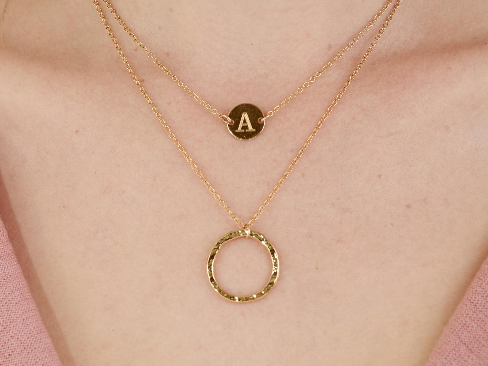 Gold Necklace Initial Necklace Gold Layered Necklaces Set | Etsy