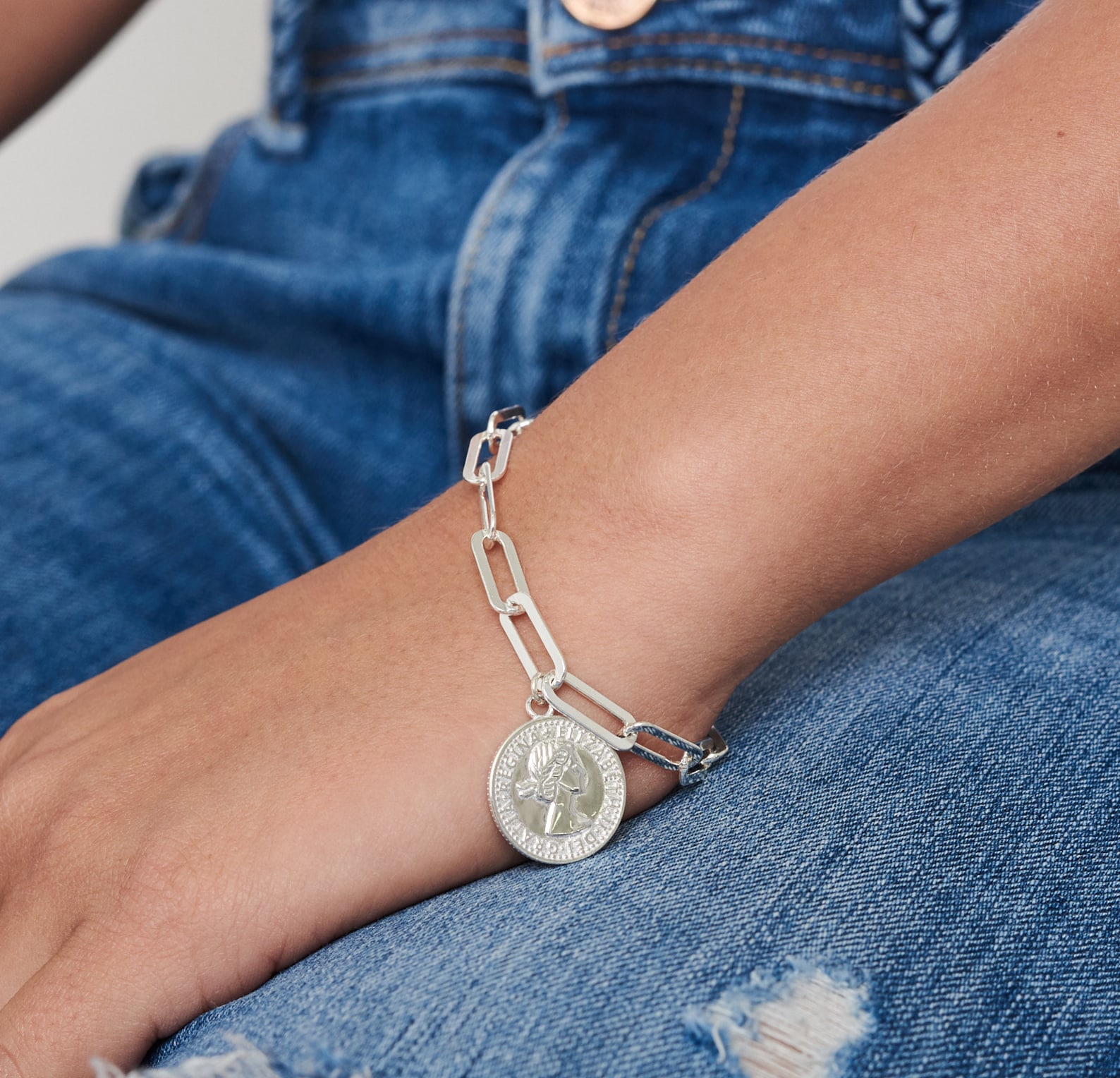 Sterling Silver Coin Bracelet Silver Charm Bracelet Coin | Etsy