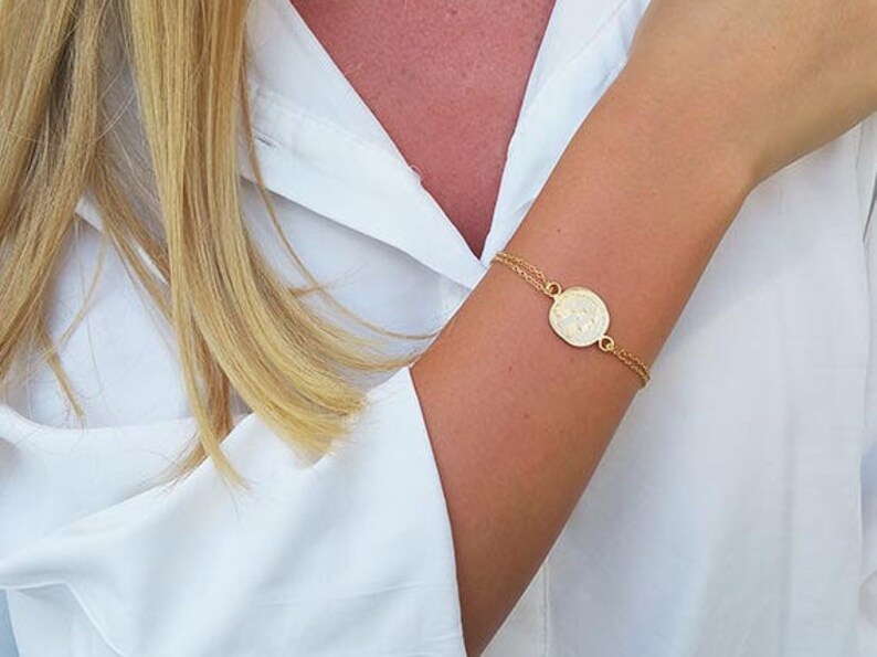Gold Coin Bracelet Gold Bracelet Chain Bracelet Stackable - Etsy Israel