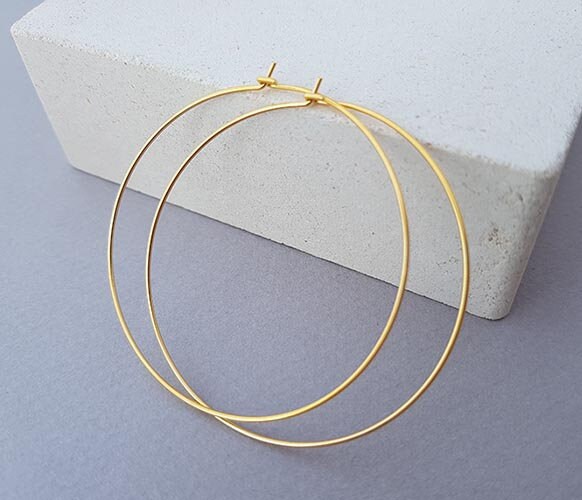 Gold Hoops Earrings Big Wire Earrings 14K Gold Filled Hoops - Etsy Israel