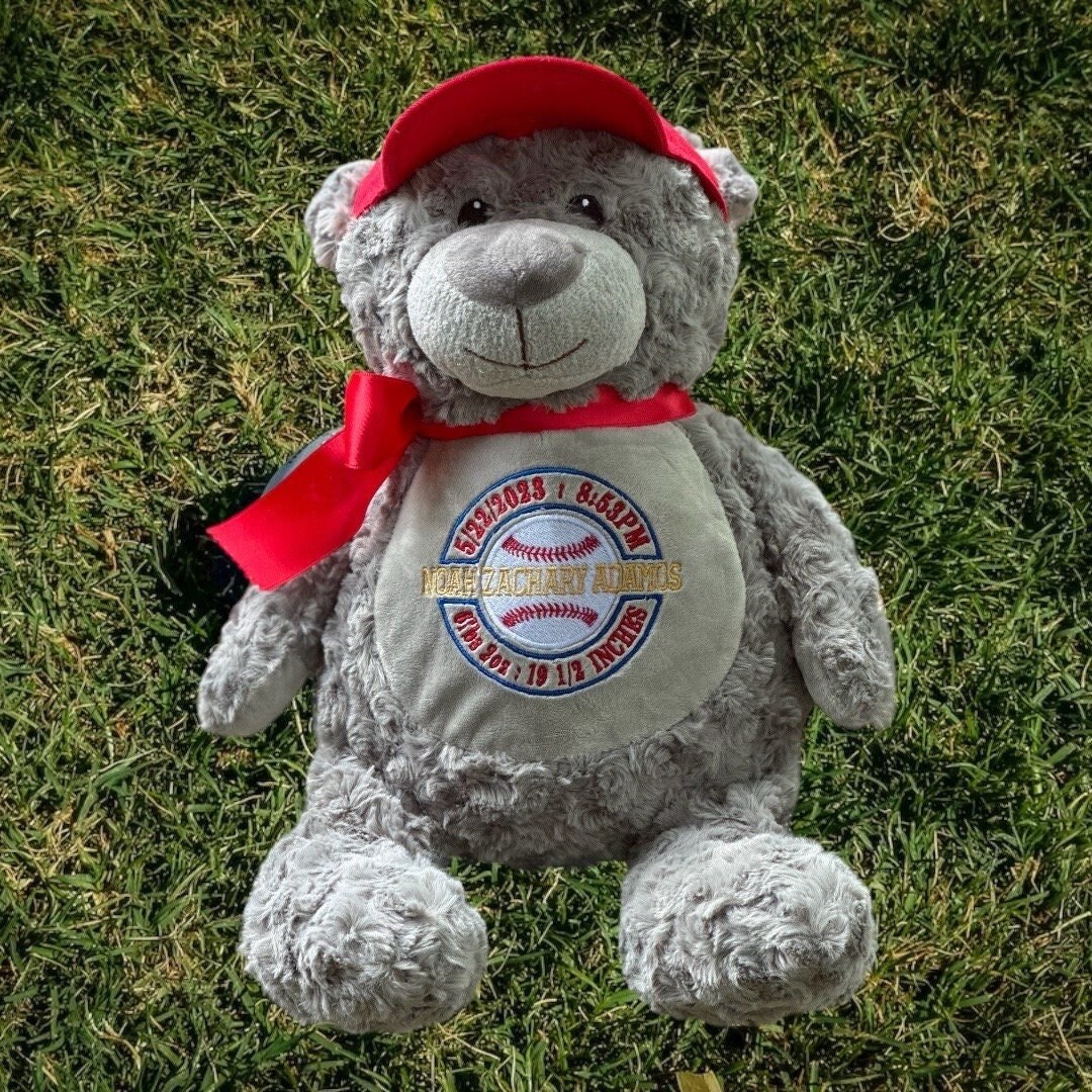 Personalized Plush Baseball Bear: Unique Birth Announcement Gift, Tummi ...