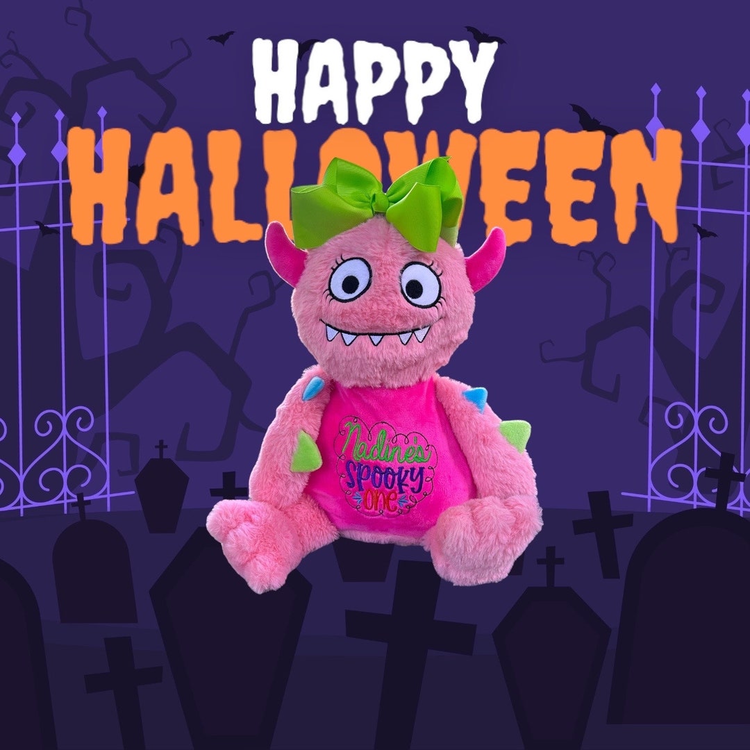 Pink Plush Monster, Worry Monster, Plush Keepsake, Embroidered Monster ...