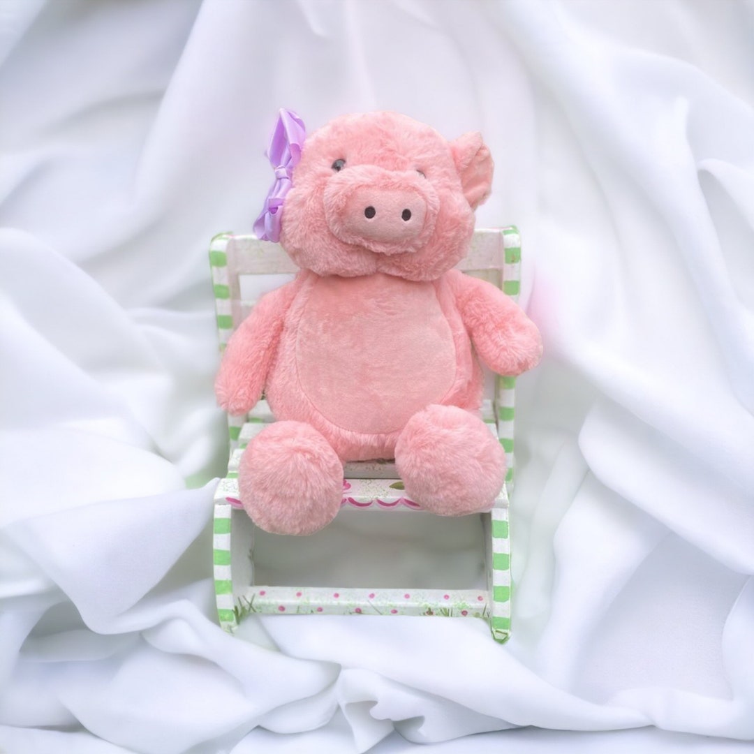 Plush Pig, Birth Announcement, Farm Animal, Stuffed Pig, Birth Block ...