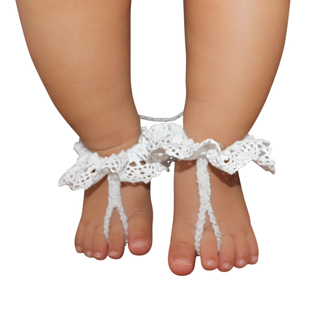 Crochet Baby Sandals for Newborn White Barefoot Beach Sandals - Etsy