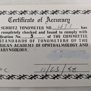 Schioetz Tonometer Improved Grafco NR. 1230 10 Vintage Ophthalmologists ...