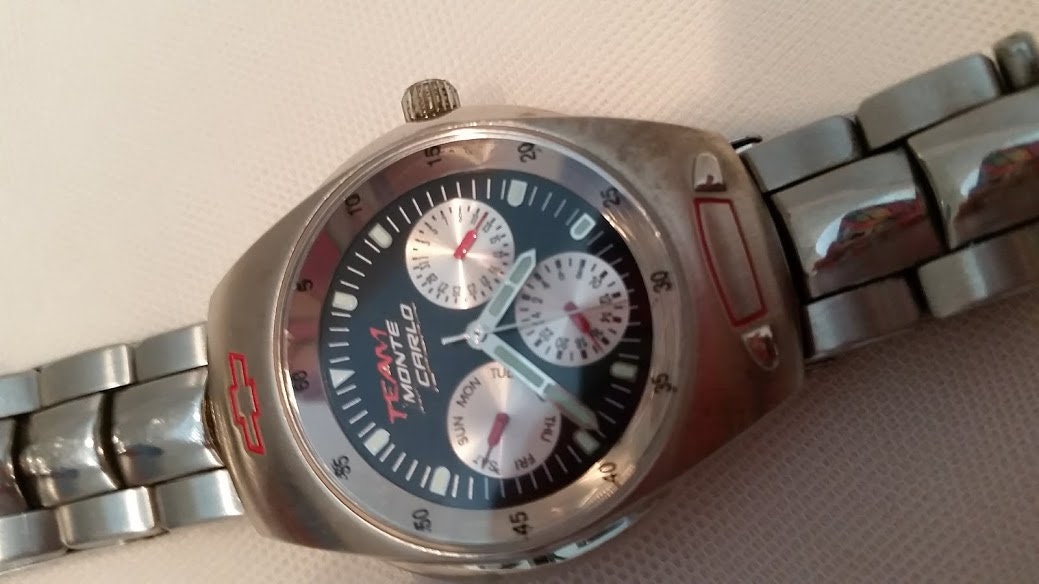 Vintage Chevrolet Man's Sports Watch. Team Monte Carlo Chevrolet Silver ...