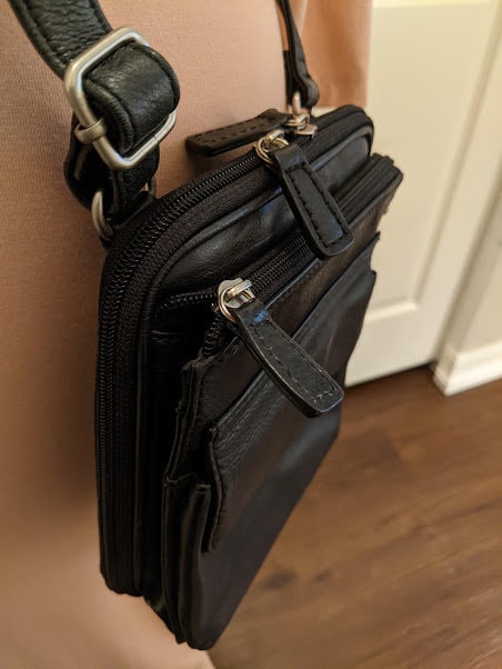 Fossil Organizer Cross Body Leather Bag. Small Black Leather Cross Body ...