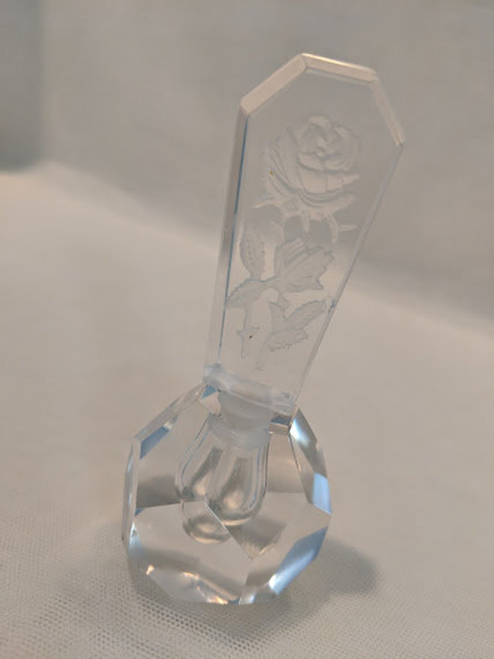 Vintage I Rioe Faceted Crystal Perfume Bottle. Intaglio Rose | Etsy