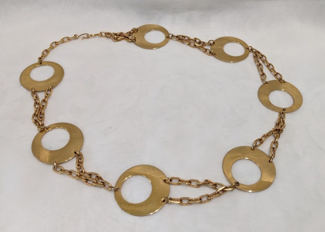 Vintage Gold Tone Round Ring Chain Belt. Chain Link Waist Belt - Etsy