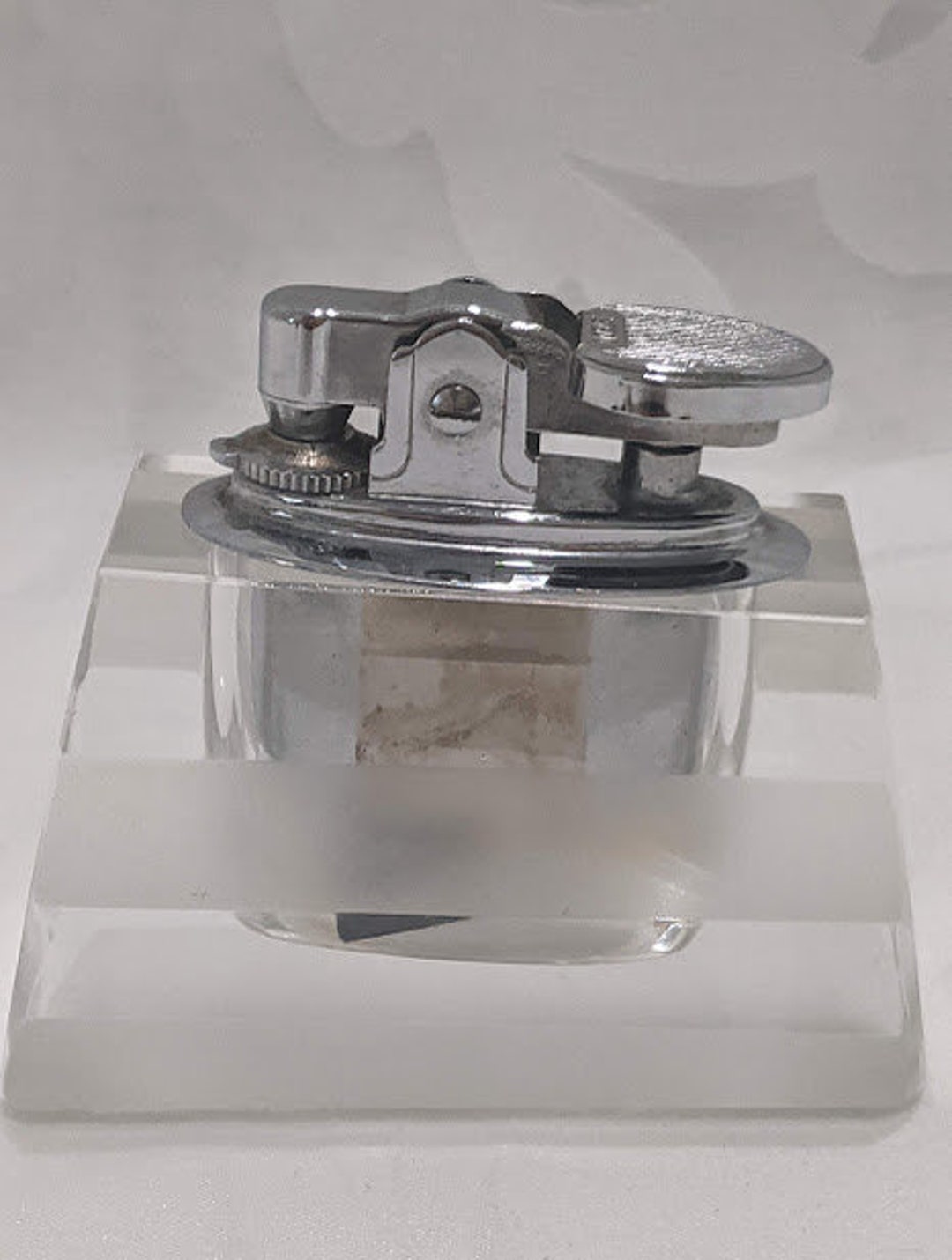 Vintage Noble Crystal/chrome Table Lighter. Midcentury Modern Small Crystal Lighter. Collectible ...