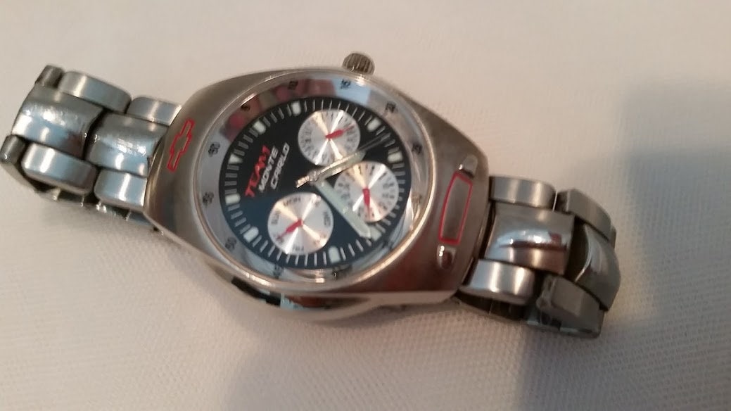 Vintage Chevrolet Man's Sports Watch. Team Monte Carlo Chevrolet Silver ...