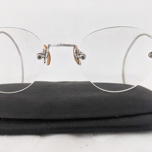 Vintage Shuron Round Rimless Eye Glass Frame. Shuron Retro Round Cable ...