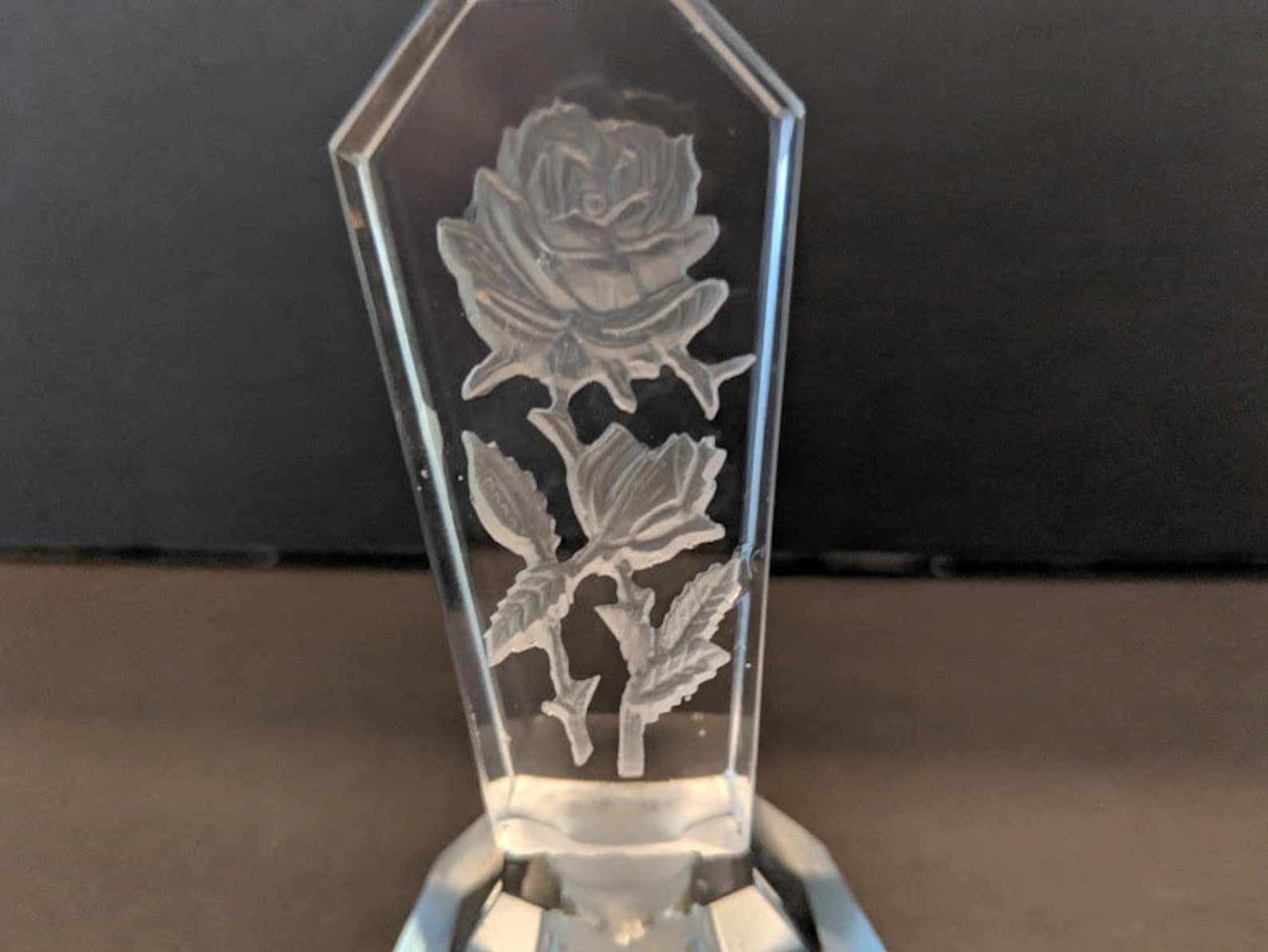 Vintage I Rioe Faceted Crystal Perfume Bottle. Intaglio Rose - Etsy