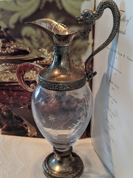 Antique Italian Crystal & Silver Plated Ewer With Cork. Silver Plated ...
