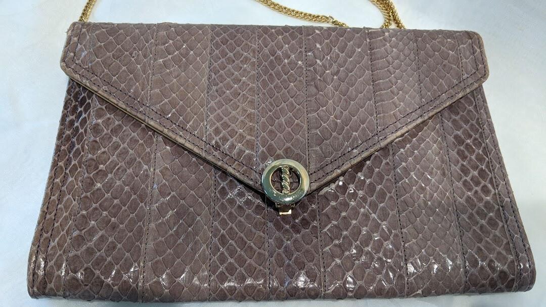 Vintage Morris Moskowitz Genuine Reptile Taupe Clutch Evening Bag ...