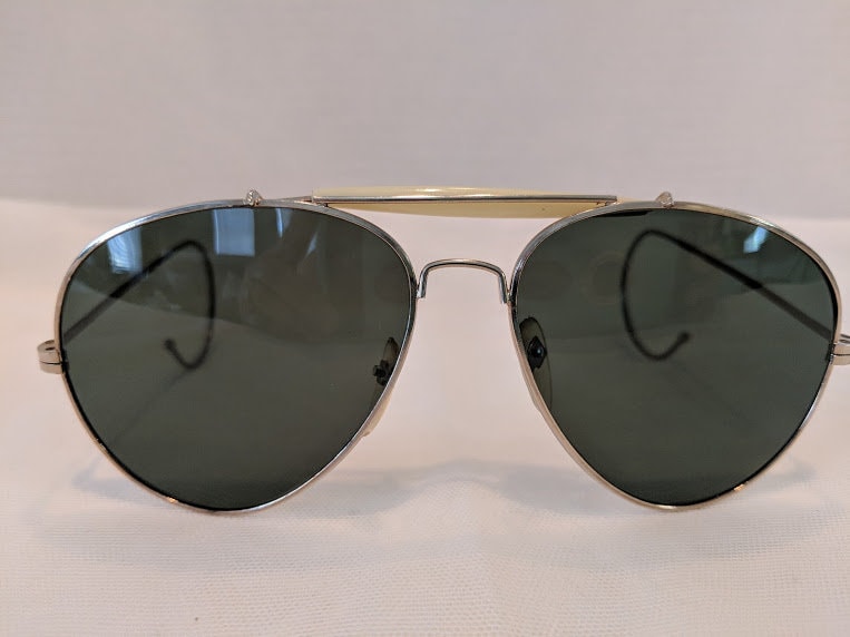 Vintage Aviator Sunglasses With Cable Ear Pieces. Gold / Pearl White ...
