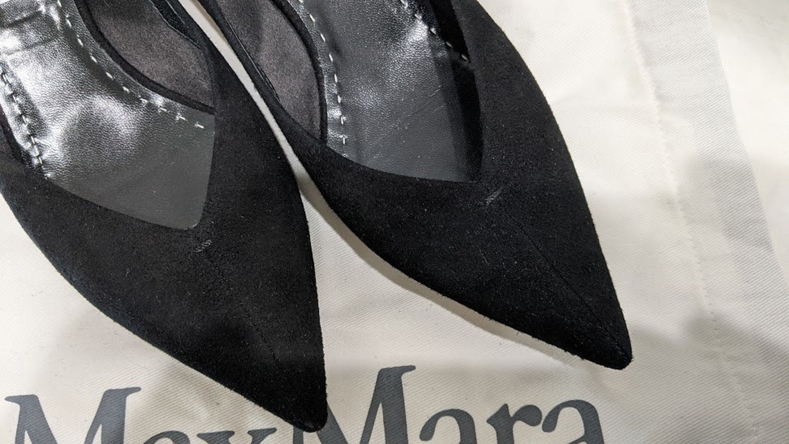 Max Mara Black Suede Short Heel Pumps. 2 Inch Kitty Heel. Now on SALE ...