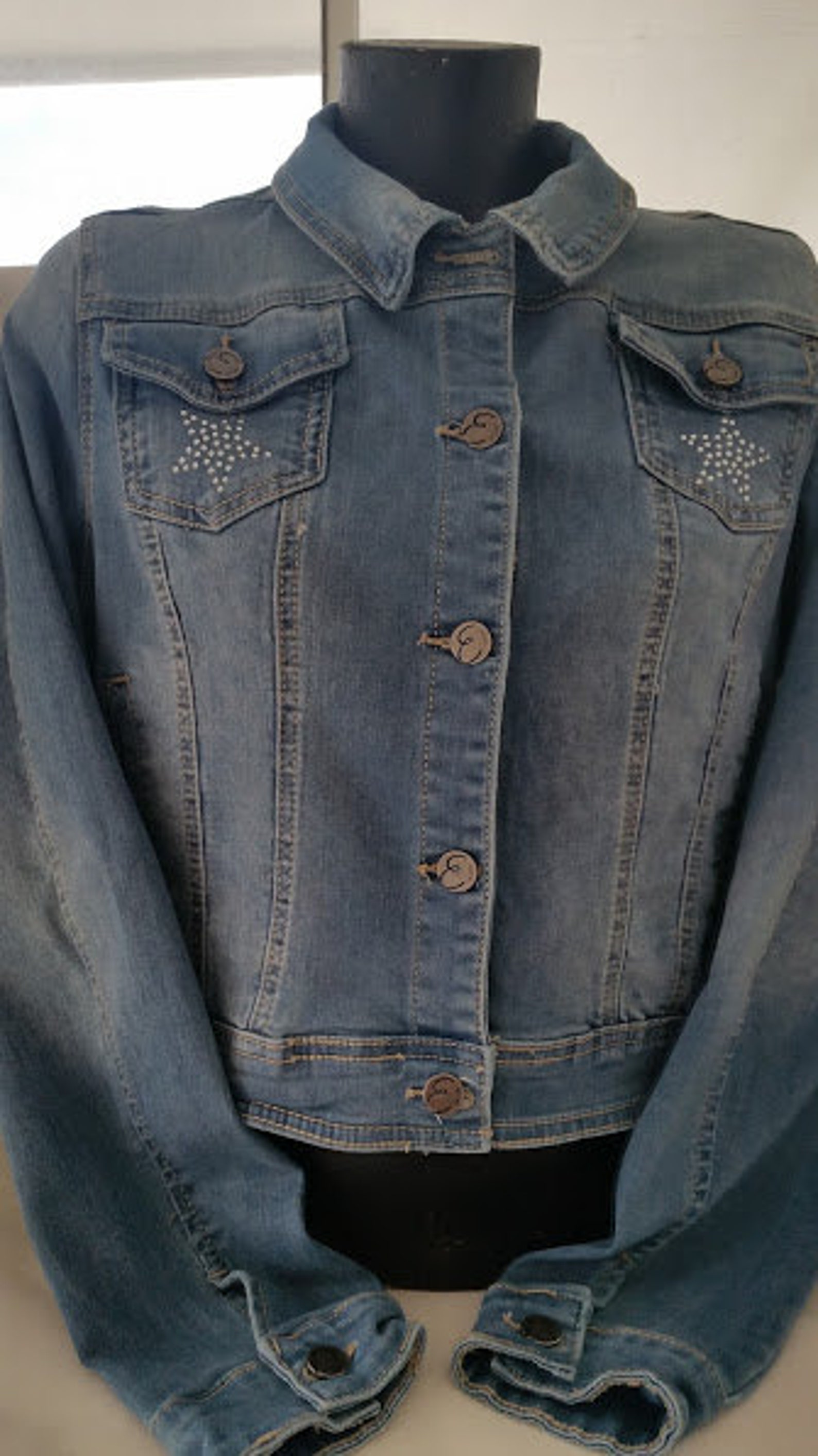Vintage Earl Denim Jacket With Bling. Embellished Jean Jacket - Etsy