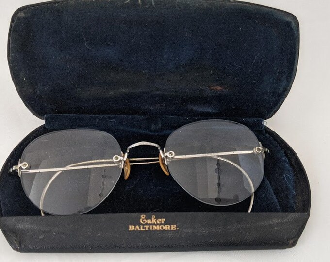 Vintage Shuron Round Rimless Eye Glass Frame. Shuron Retro Round Cable ...