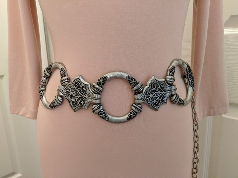 Vintage Large Chico Ornate Metal Link Belt. Large Circle Links and ...