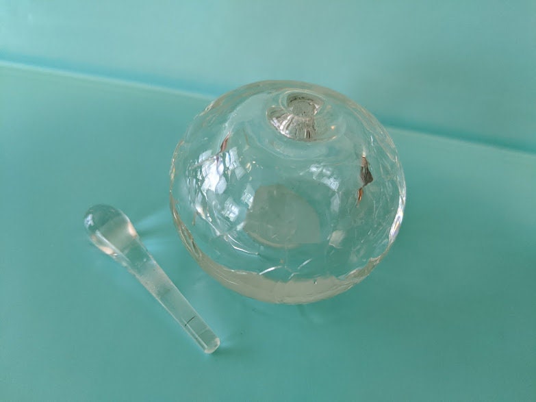 Vintage Burch 87 Mini Clear Crackle Glass Perfume Bottle. Signed Burch ...