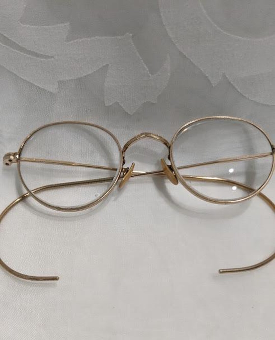 Vintage Small Round Lens Gold Filled Wire Eyeglasses. Cable Wire Ear ...