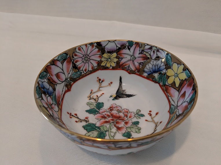 Vintage Chinese Porcelain Bowl and Spoon. Asian Rice Bowl and Spoon ...