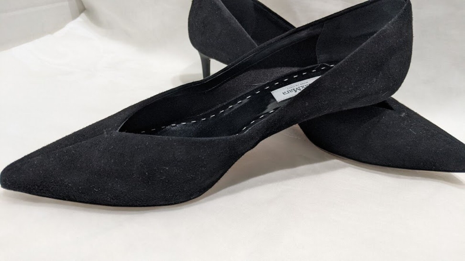 Max Mara Black Suede Short Heel Pumps. 2 Inch Kitty Heel. Now on SALE ...