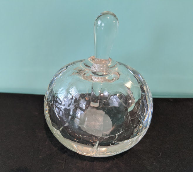 Vintage Burch 87 Mini Clear Crackle Glass Perfume Bottle. Signed Burch ...