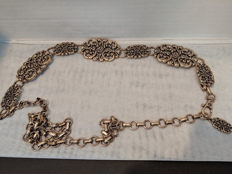 Vintage Filagree Medallion Chain Belt. Antique Gold/Copper Chain Belt ...