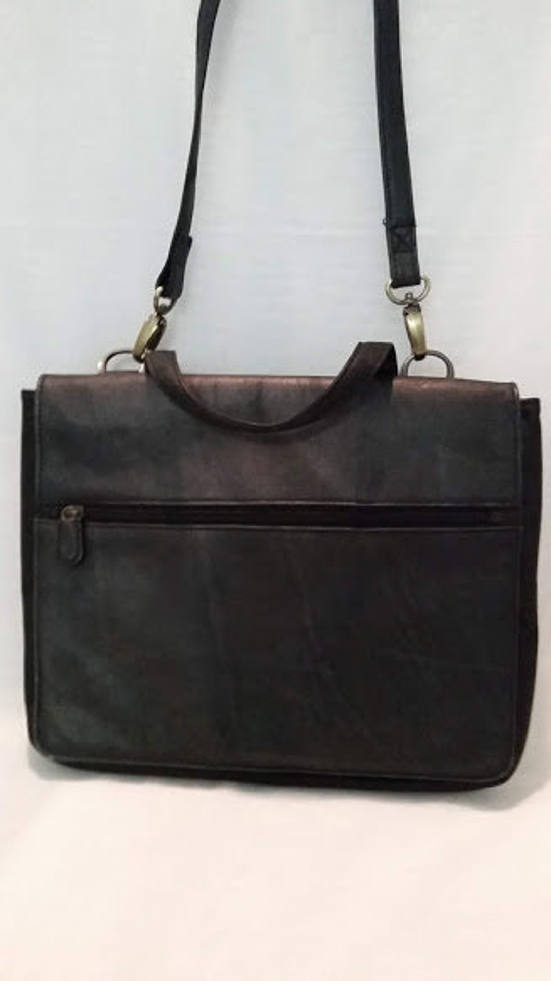 Vintage Boulder Ridge Shafmaster Leather Business Bag. Black Leather ...