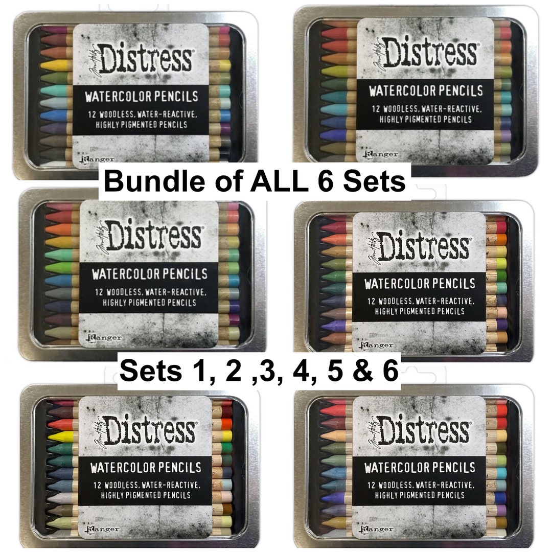 Tim Holtz Distress Watercolor Pencils Set #1, 2, 3, 4, 5 & 6 Bundle ...