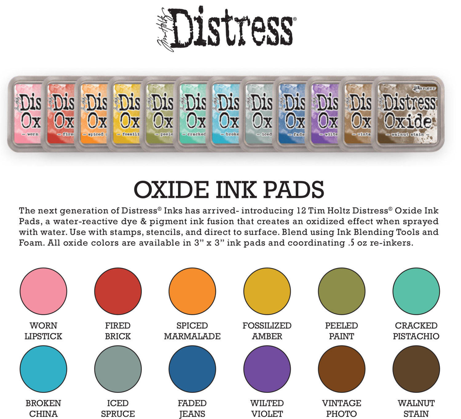 Ranger Tim Holtz DISTRESS OXIDE Ink Pads- Set Bundle of ALL 12 Colors ...