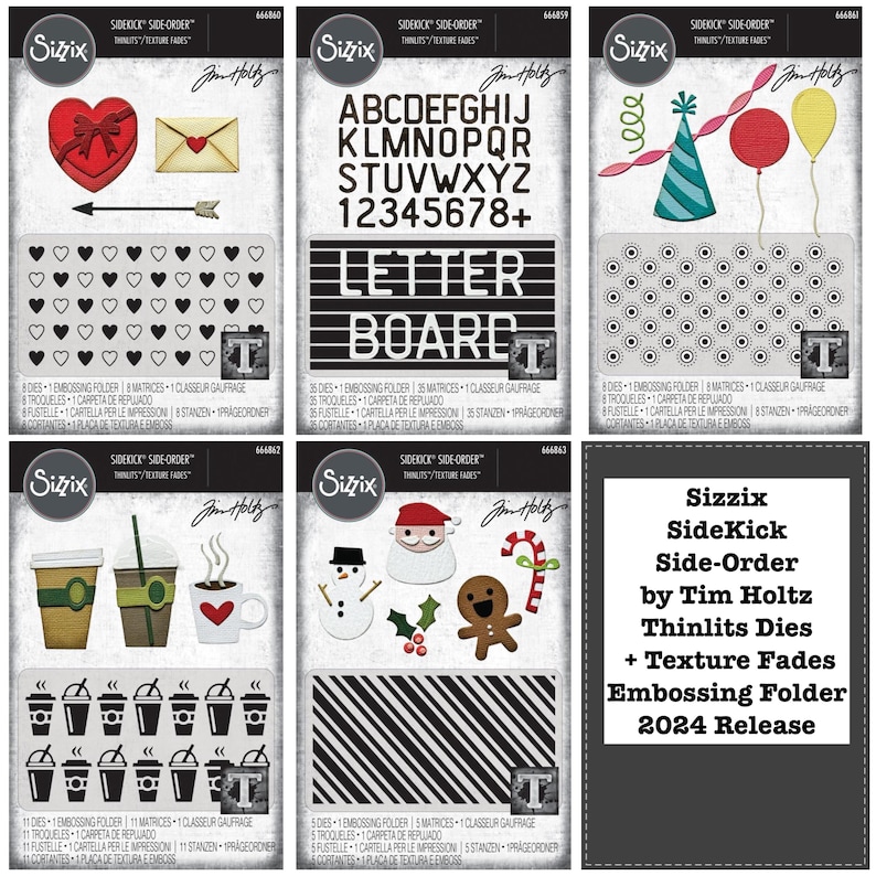 Sizzix Tim Holtz SIDEKICK SIDE ORDER Thinlits + Texture Fades Embossing Folder 2024 Release - Etsy