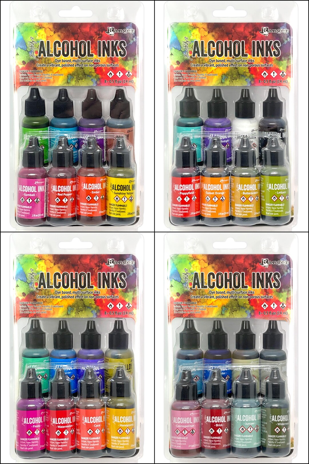2025 Ranger Tim Holtz ALCOHOL INKS (8 Bottles per Pack) Spectrum Colors ...