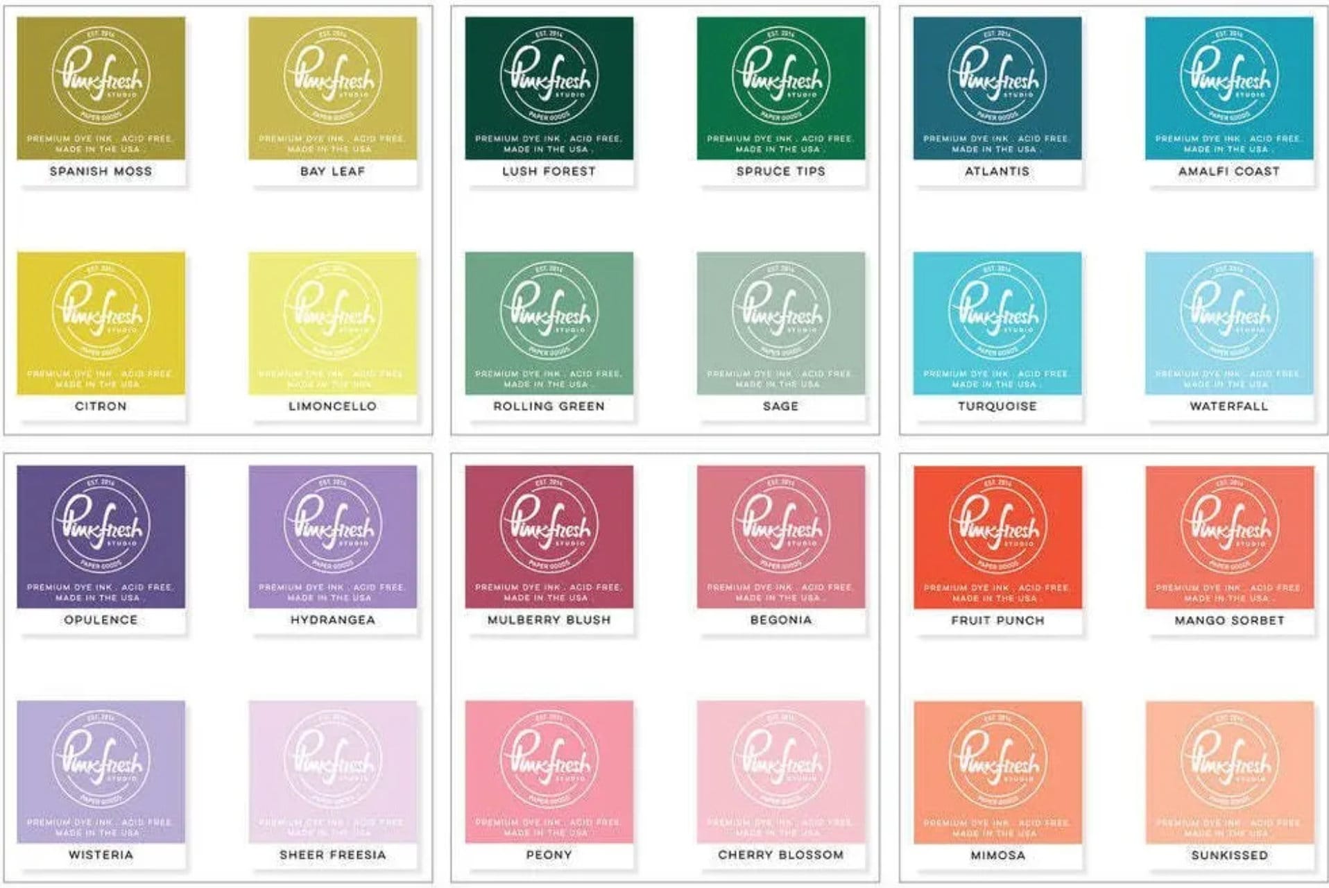 Pinkfresh Studio Premium Dye Ink Cubes NEW COLORS 6 Sets All 24 Colors ...