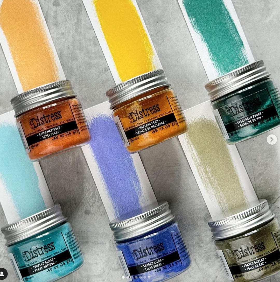 2024 Tim Holtz DISTRESS EMBOSSING GLAZE Powder (all 6 Colors) 1 Oz Jars ...