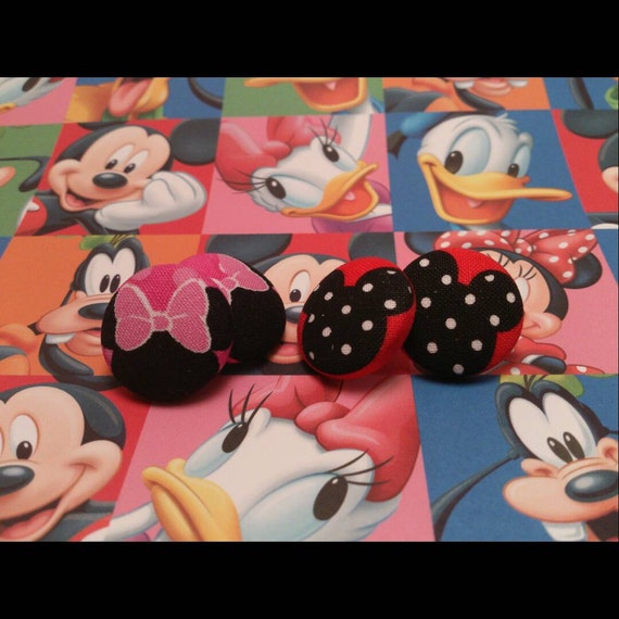 Mickey Mouse minne mouse Disney tela botones pendientes - Etsy España
