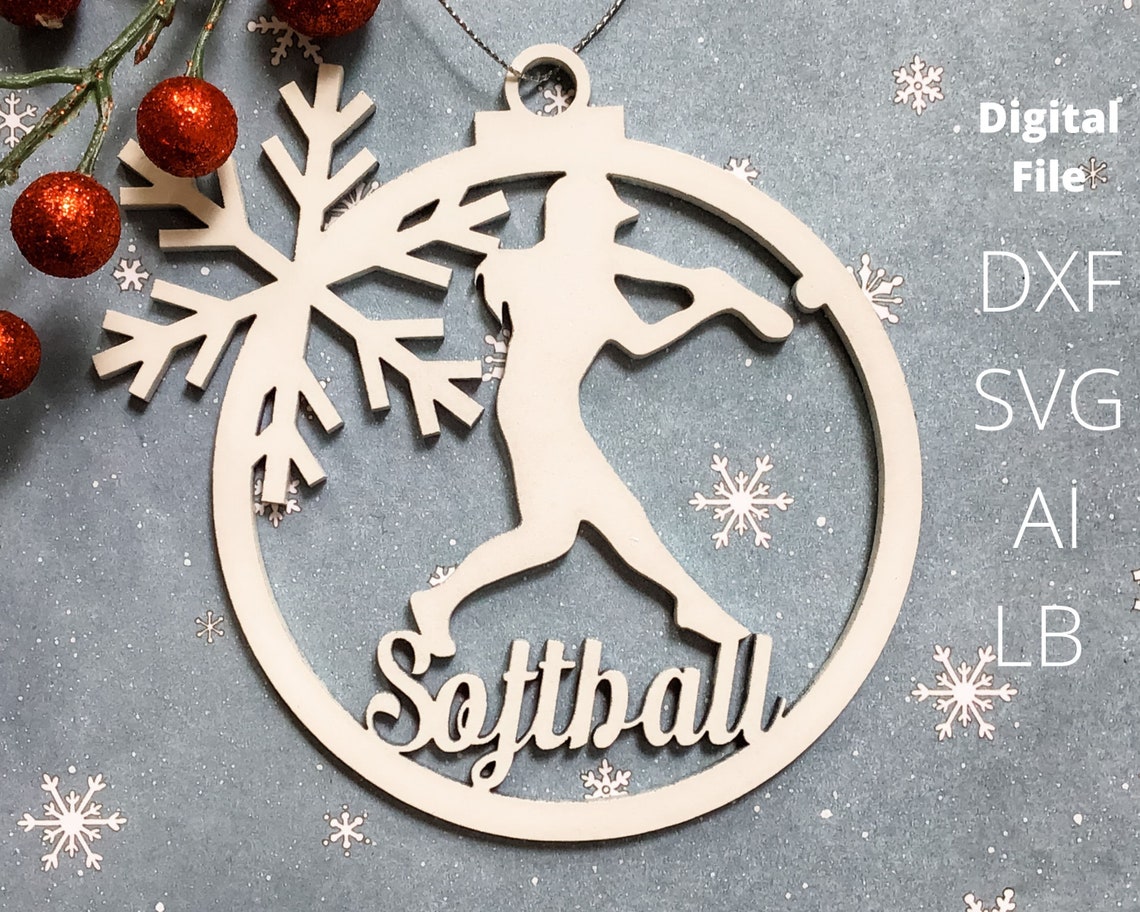 Softball Ornaments Laser Cut File, Softball Player, Girl and Boy ...