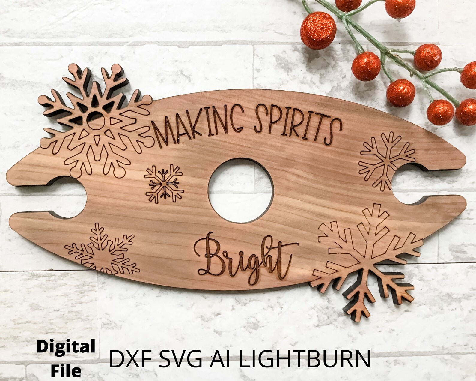 Christmas Wine Butler, Laser Cut File, Wine Caddy Svg, Glowforge, Wine ...